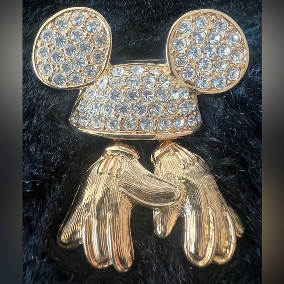 Disney | Jewelry | Classic Gold Pave Rhinestone Mickey Mouse Hat Gloves ...